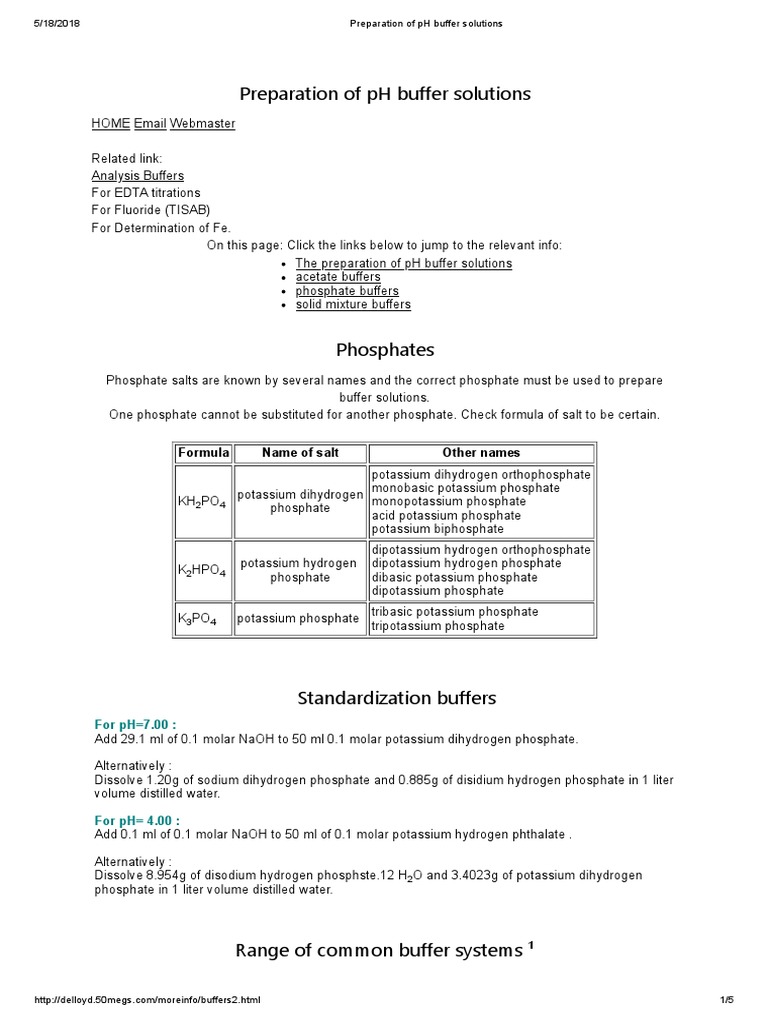 Preparation of PH Buffer Solutions | PDF | Buffer Solution | Ph