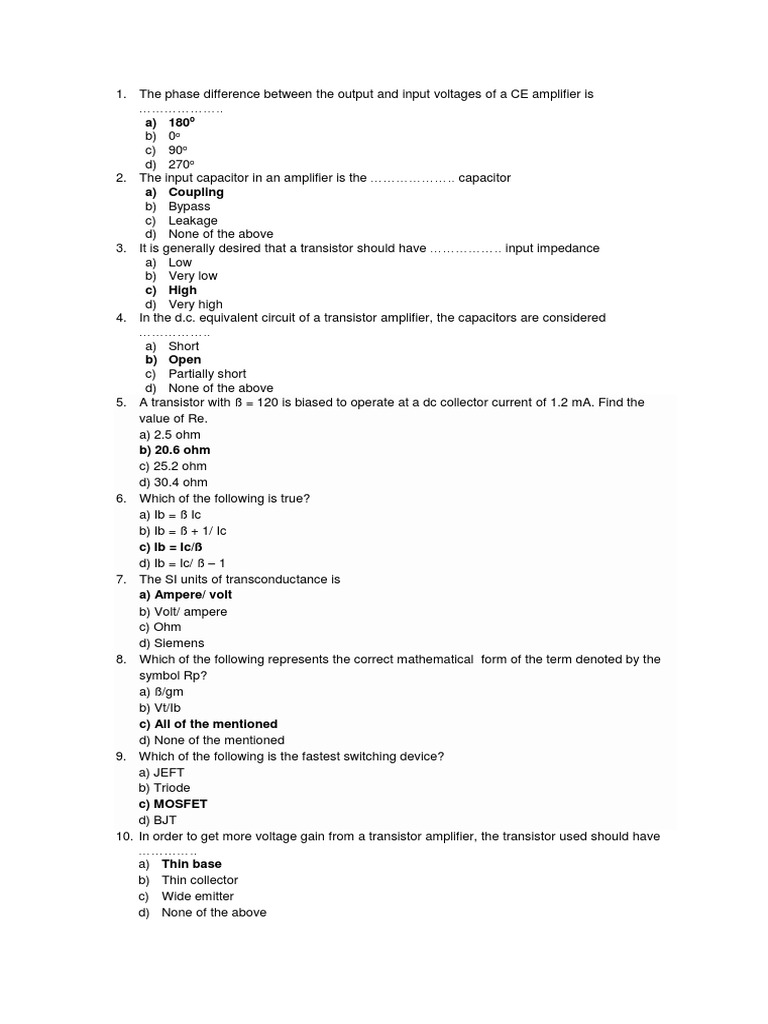 Edc Quiz 2 | PDF | Amplifier | Transistor