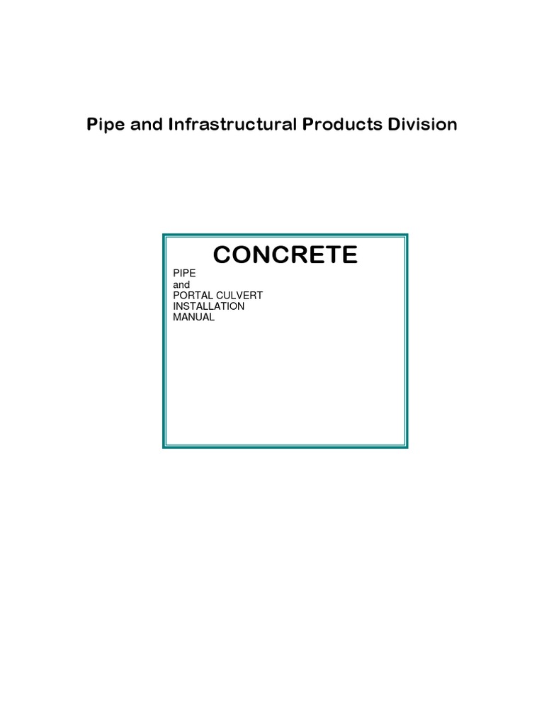 CMA Pipe and Culverts Installation Manual 2003 | PDF | Concrete | Pipe ...