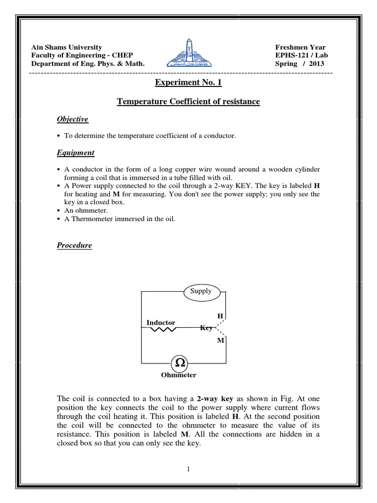 Exp 1 Temp Coefficient | PDF | Inductor | Electrical Resistance And ...