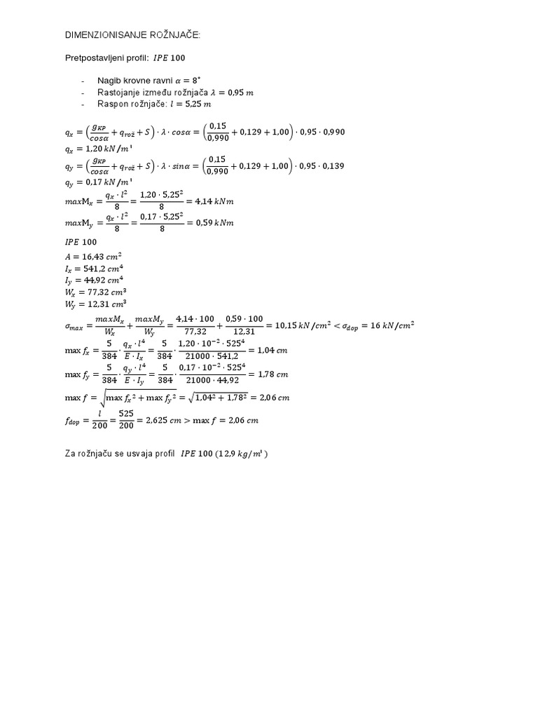 Staticki Proracun - Roznjaca | PDF