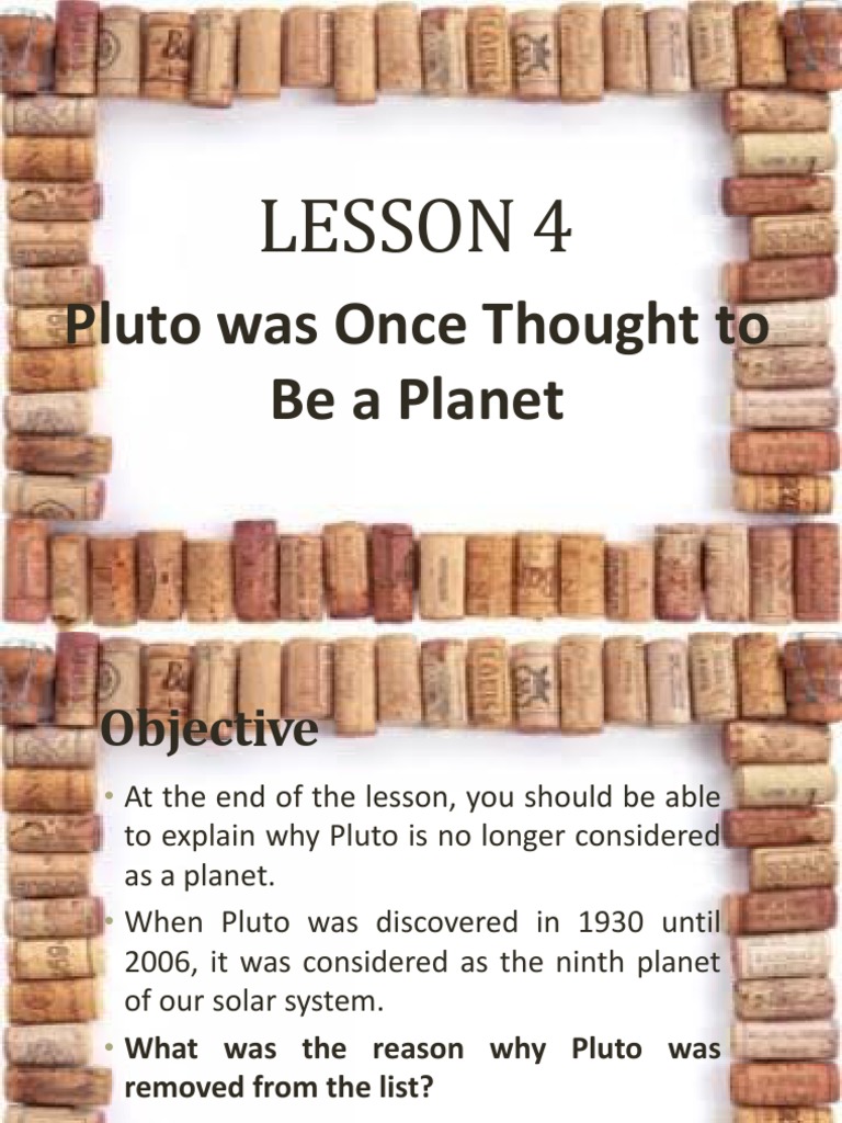 Lesson 4: Pluto Was Once Thought To Be A Planet | Download Free PDF ...