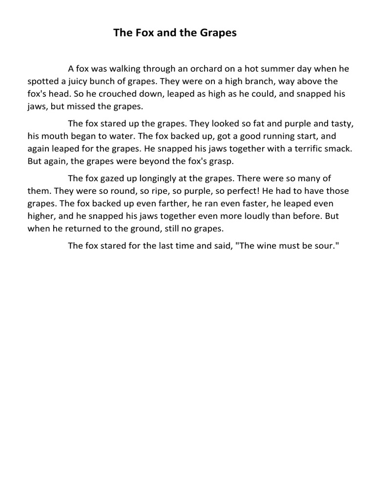 The Fox and The Grapes | PDF