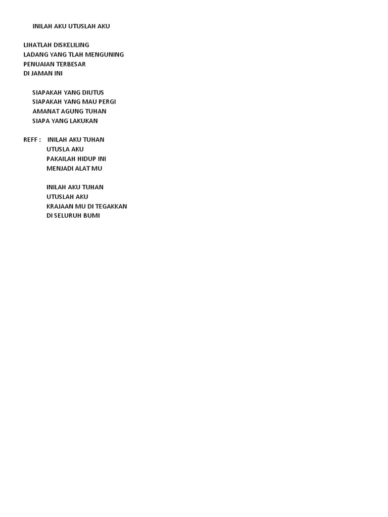 Inilah Aku Utuslah Aku | PDF | Seni & Disiplin Bahasa