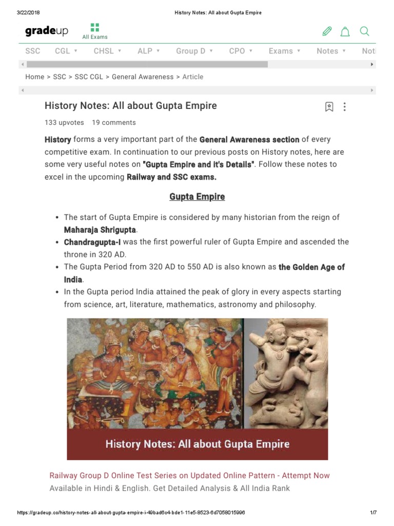 History Notes - All About Gupta Empire | PDF