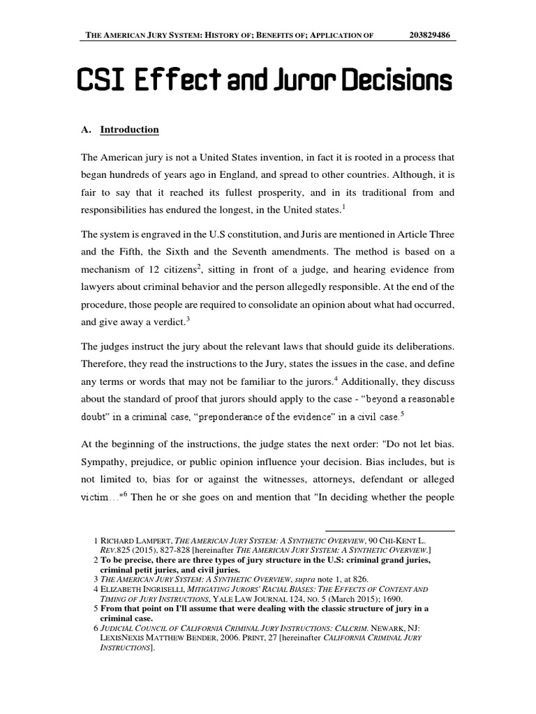 CSI Effect and Juror Decisions | PDF | Jury Trial | Forensic Science