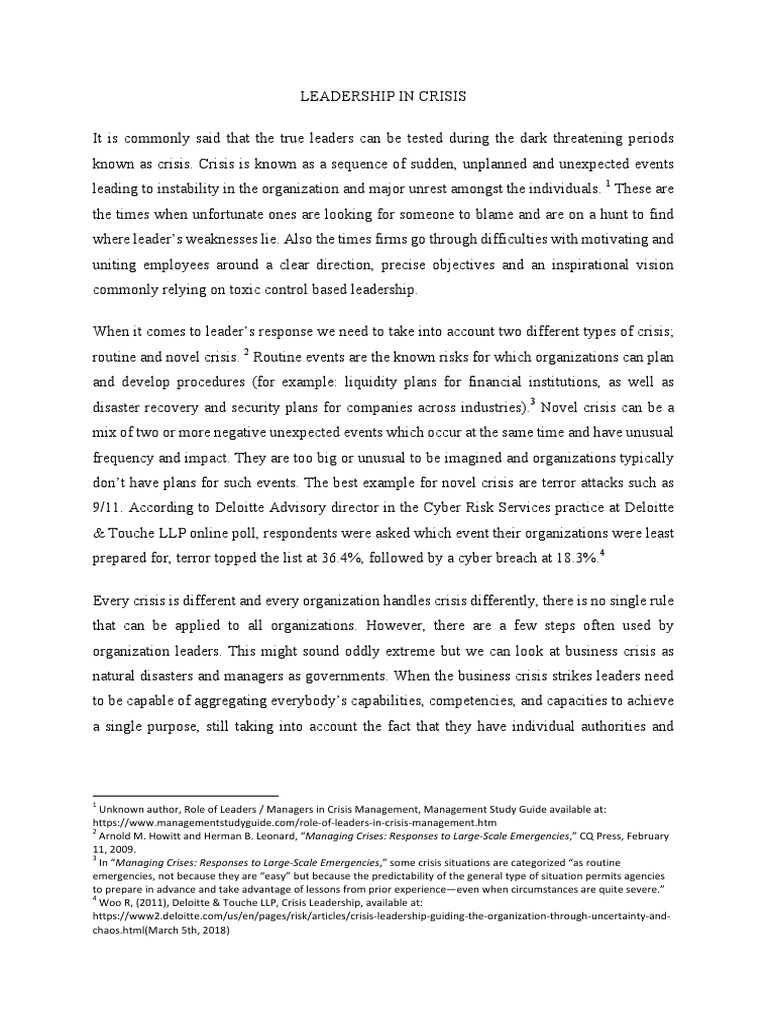 Leadership in Crisis | PDF | Crisis Management | Leadership