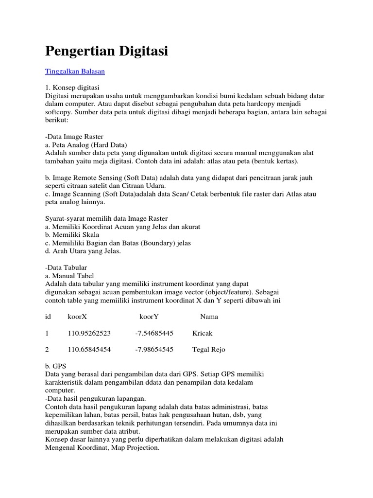 Pengertian dan Proses Digitasi Peta | PDF