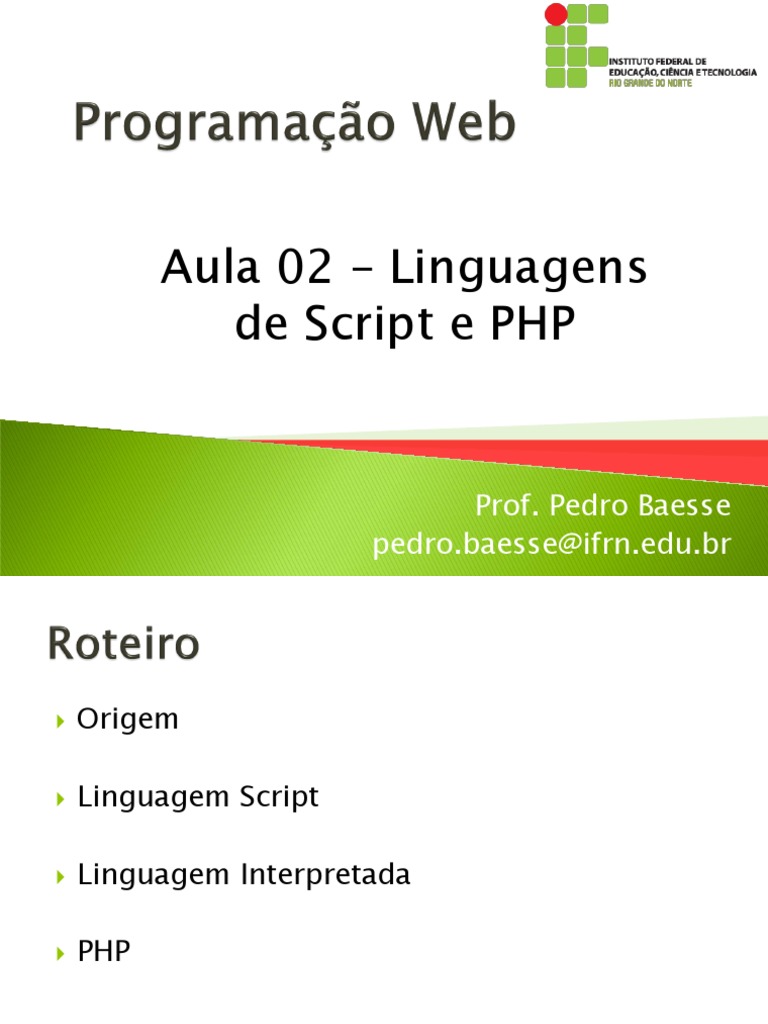 Aula 02 - Linguagem de Script PDF | PDF | Linguagem de script | Php
