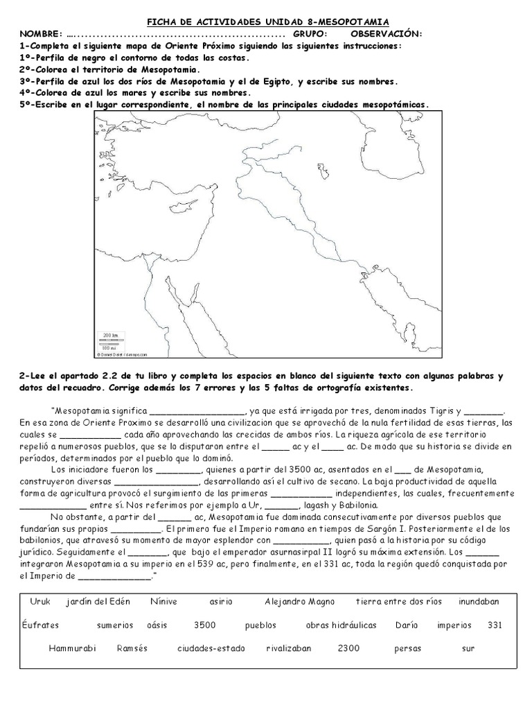 Hoja De Trabajo De La Cronología De Mesopotamia