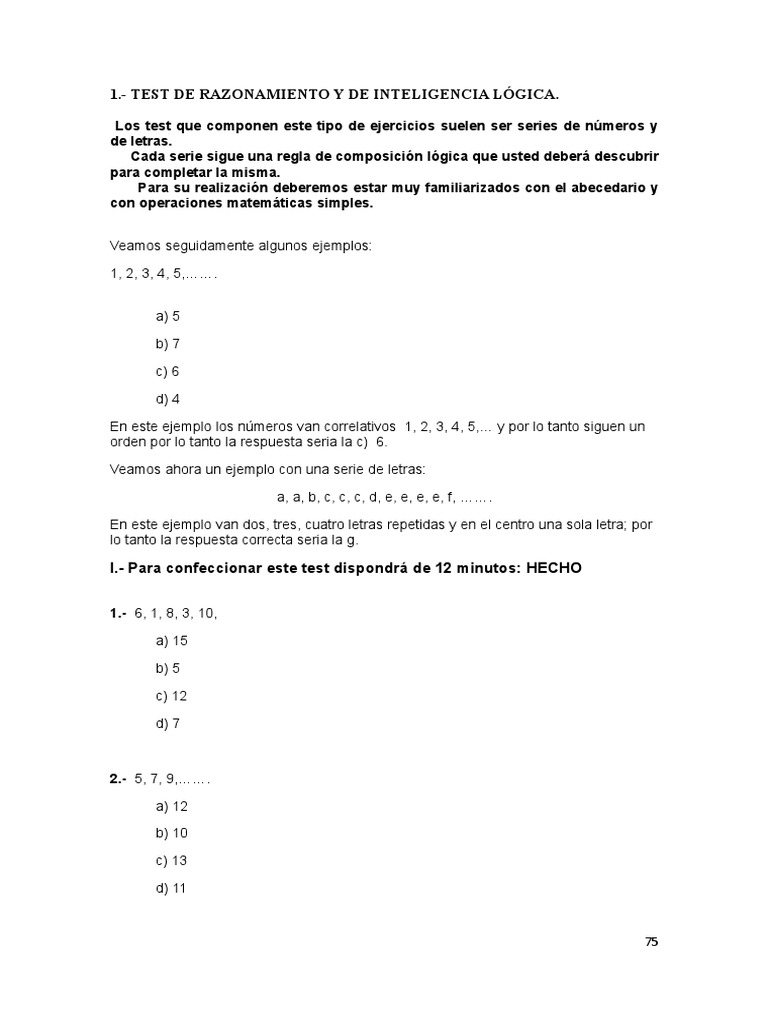 Test de Razonamiento Logico-numérico | Fracción (Matemáticas ...
