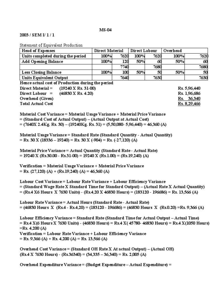 Statement of Equivalent Production | PDF | Equity (Finance) | Depreciation