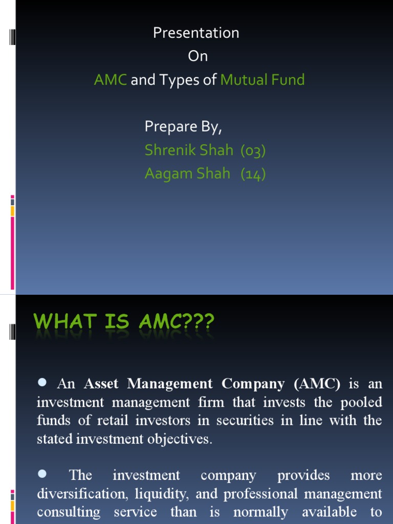 AMC Overview and Mutual Fund Types | PDF | Investment Management ...