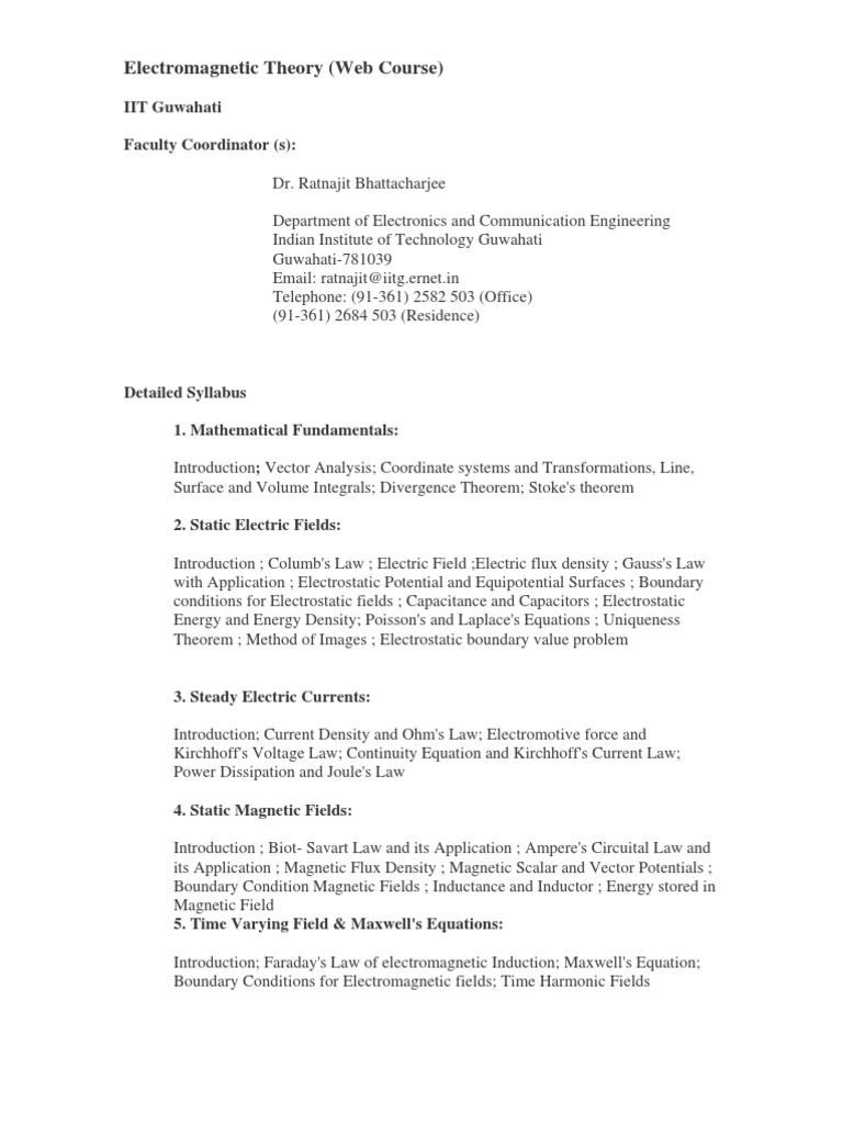 Electromagnetic Theory | PDF | Magnetic Field | Maxwell's Equations