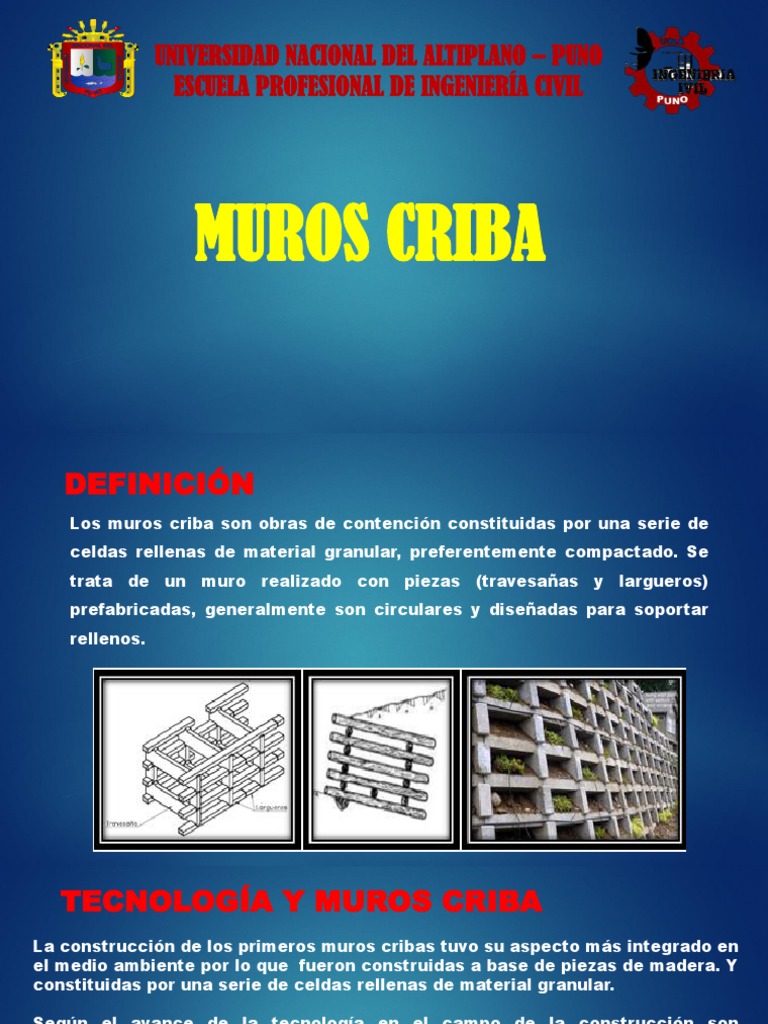 Definición y construcción de muros criba | PDF | Fundación (Ingeniería ...