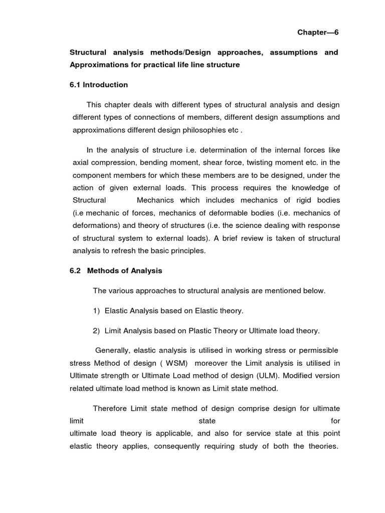 Chapter-6 Structural Analysis Methods/design Approaches, Assumptions ...