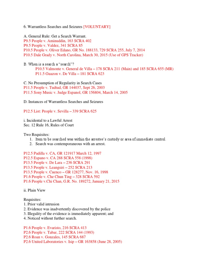Warrantless Search and Seizures | PDF | Search And Seizure | Search Warrant