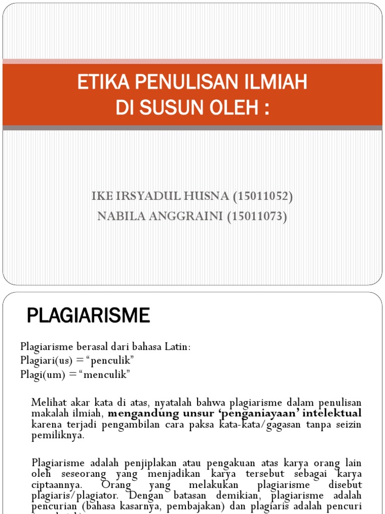 Etika Penulisan Ilmiah | PDF
