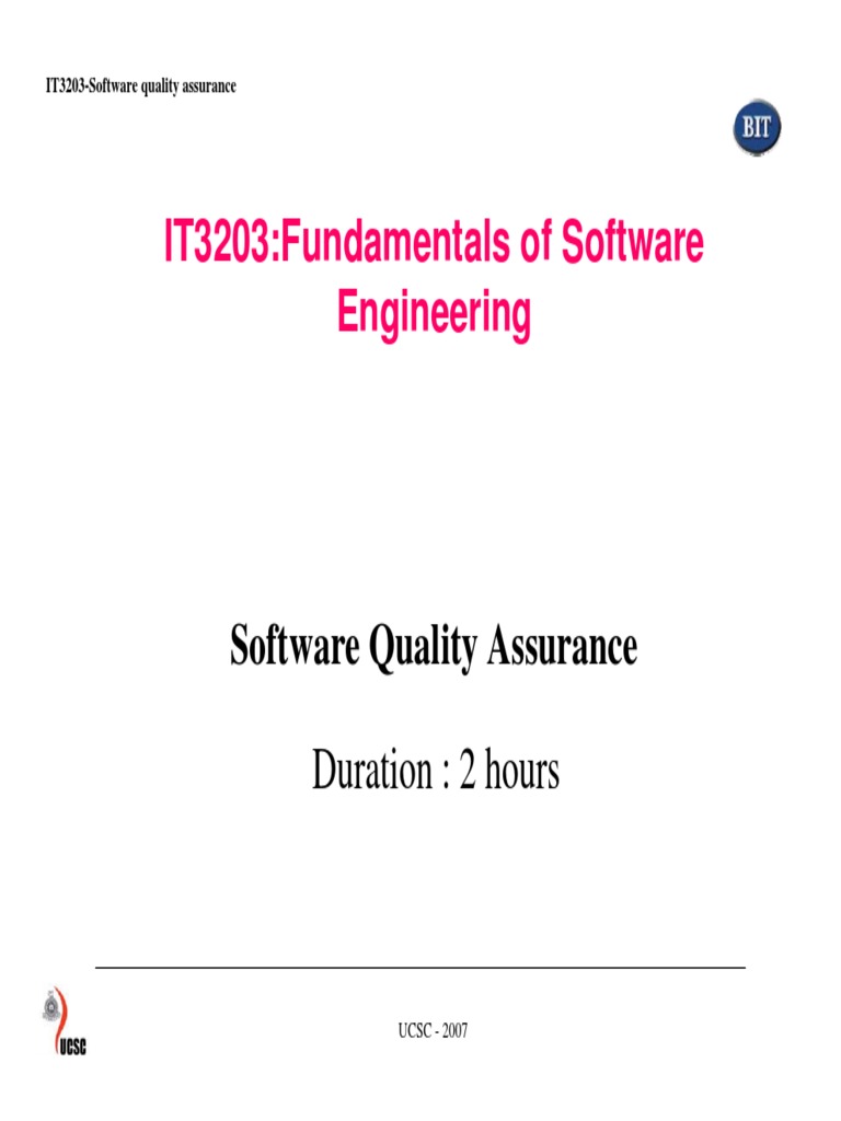 IT3203:Fundamentals of Software Engineering | PDF | Iso 9000 | Quality ...