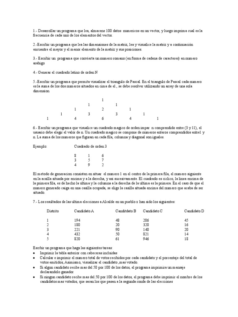 Practica de Arrays | PDF | Matriz (Matemáticas) | Enseñanza de matemática