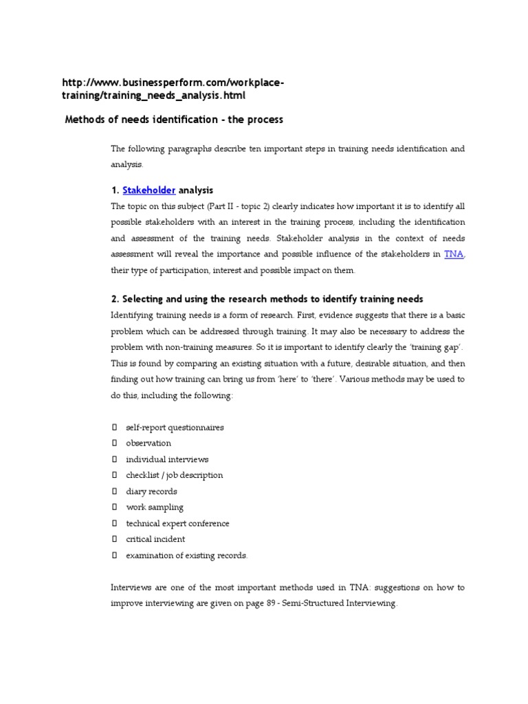 Methods of Needs Identification | PDF | Needs Assessment | Business
