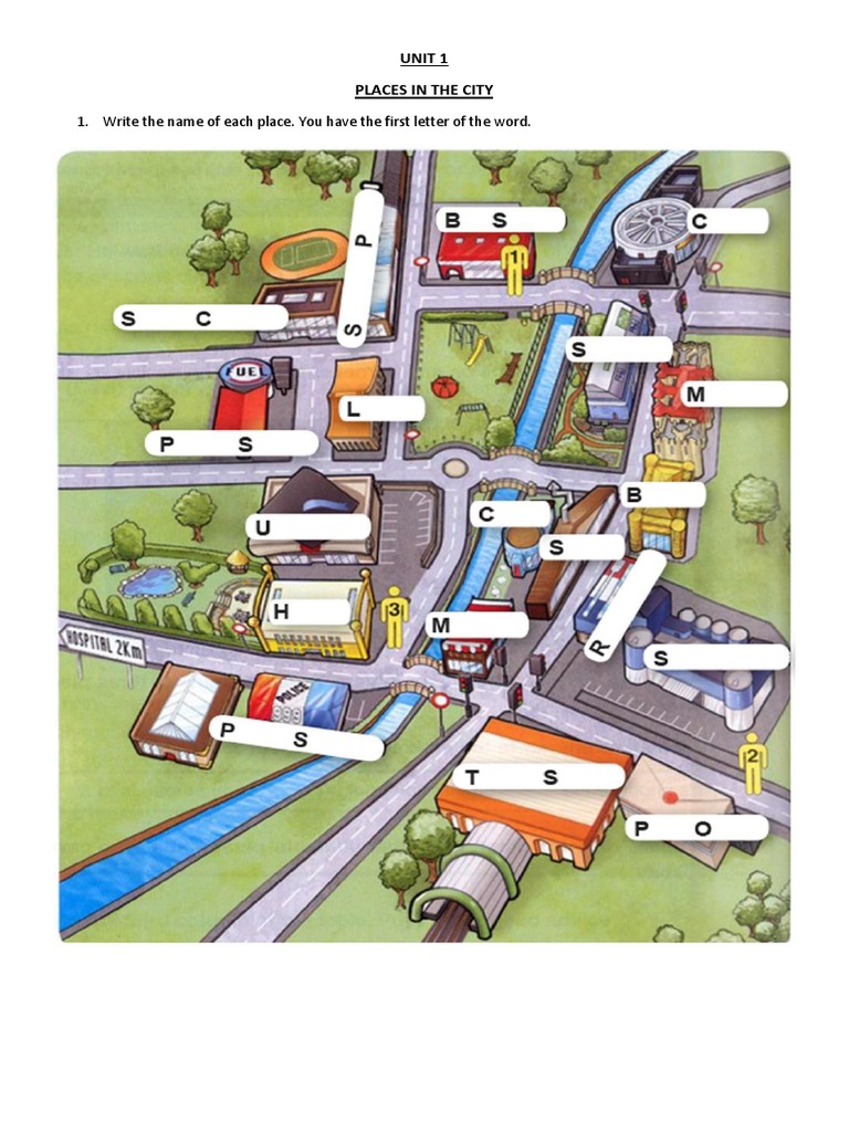 Write The Name of Each Place. You Have The First Letter of The Word | PDF