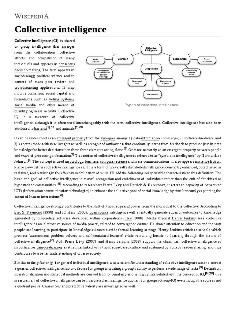 Collective Intelligence | PDF | Collective Intelligence | Intelligence