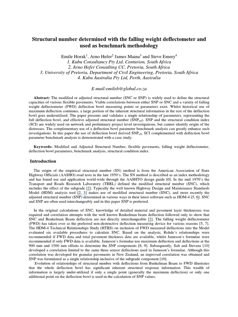 Determining Effective Structural Number Through Correlation With Full ...