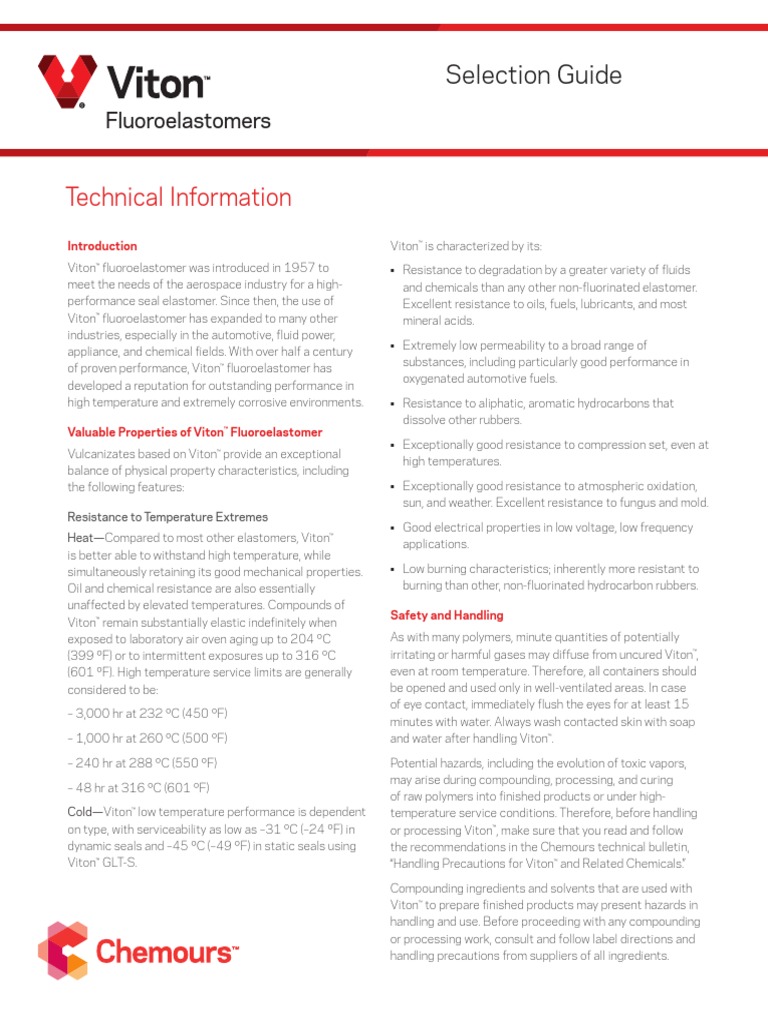 Viton Selection Guide | PDF | Fluorine | Polymers