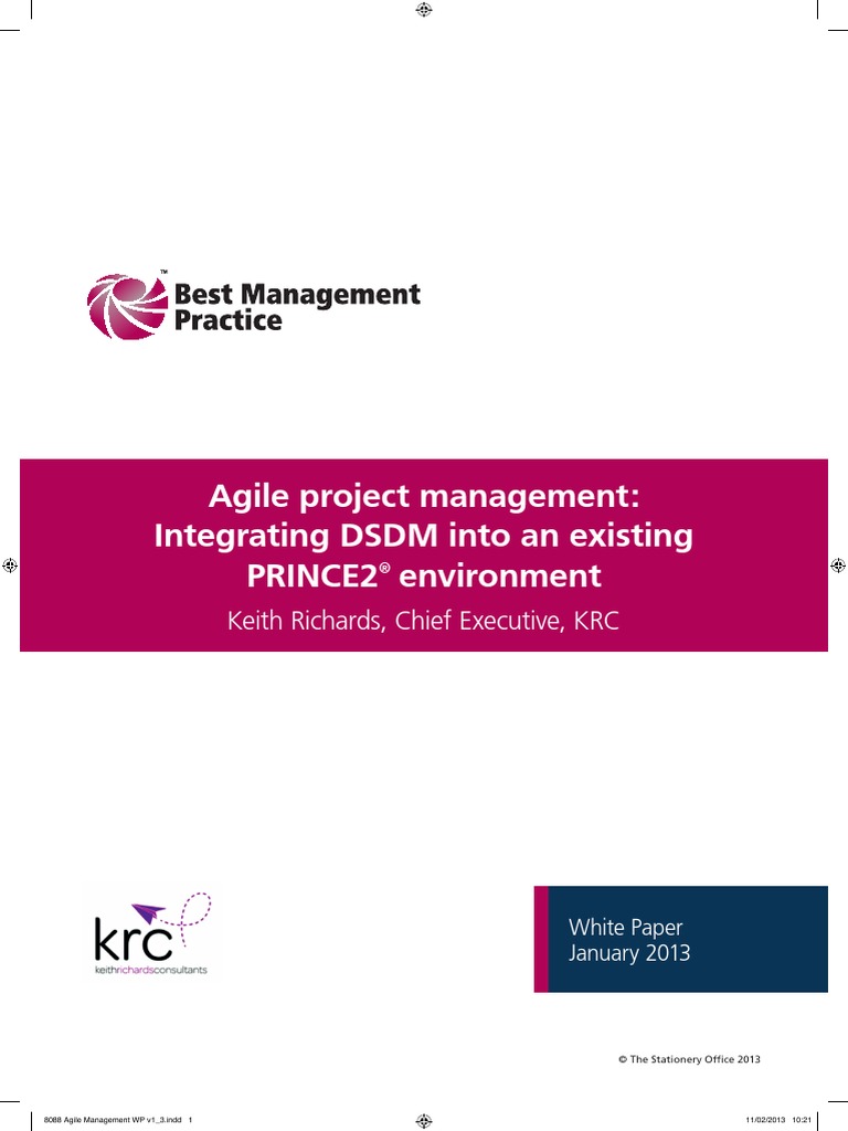Agile Project Management Integrating DSDM Into An Existing PRINCE2 ...