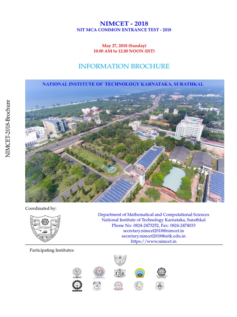 NIMCET 2018brochure | Download Free PDF | Password | University And ...