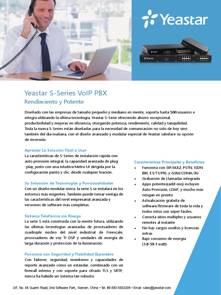 Yeastar S Series VoIP PBX Datasheet Es PDF | PDF | Red de arquitectura ...
