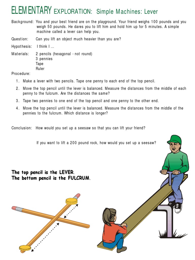 Lever Experiment for Kids | PDF | Language Arts & Discipline | Home ...