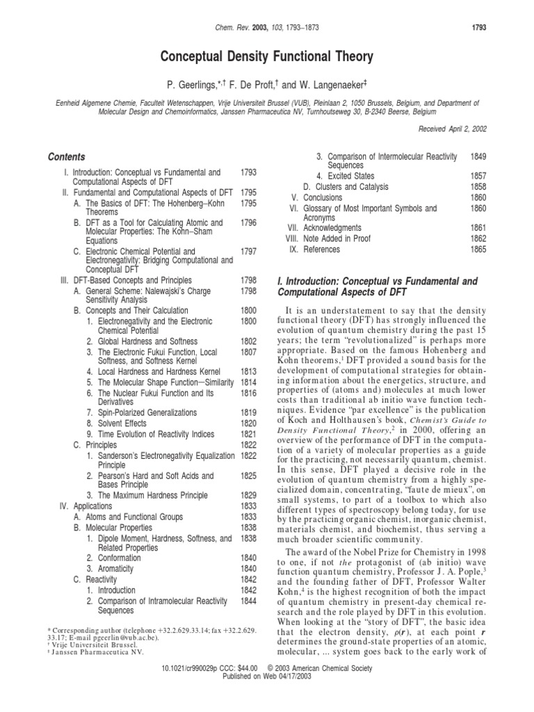 Conceptual Density Functional Theory | Density Functional Theory | Molecules