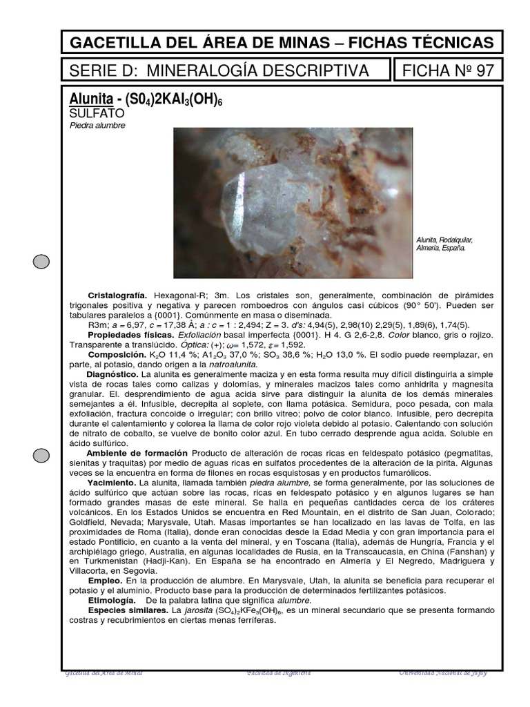 Alunita | PDF | Minerales | Elementos químicos