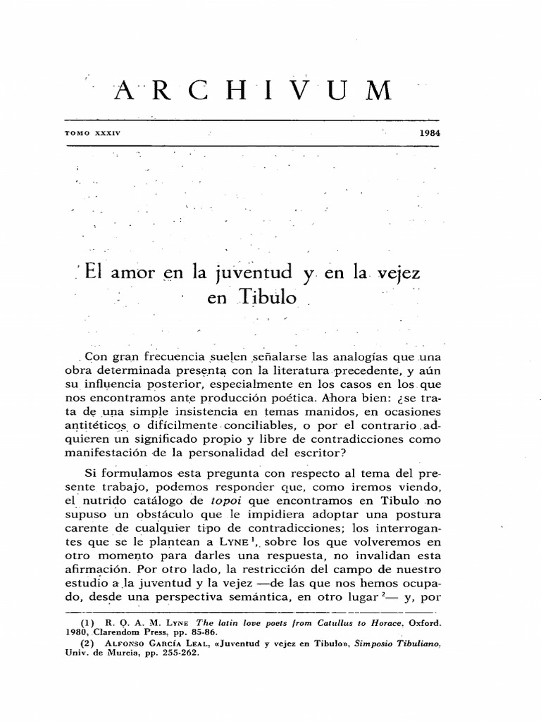 Muerte y Amor en Tibulo | PDF | Vejez | Amor