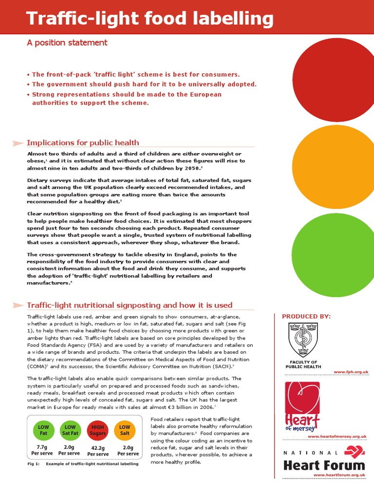 Traffic Light Food Labelling in the UK | PDF | Healthy Diet | Nutrition ...