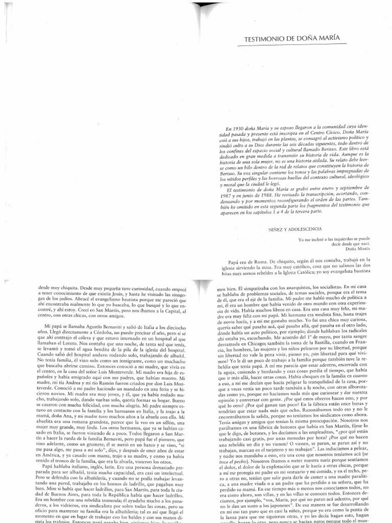 James Daniel Testimonio de Doña María PDF | PDF