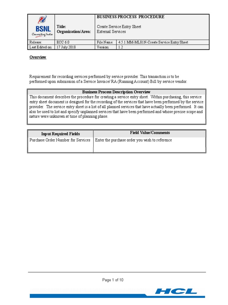 4.5.1 MM-ML81N-Create Service Entry Sheet | Download Free PDF | Icon ...