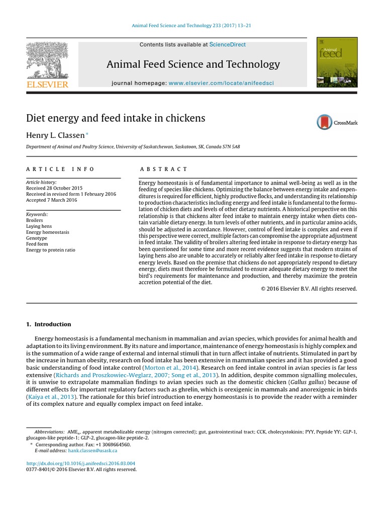 Diet Energy & Feed Intake Poultry - 2 | PDF | Diet (Nutrition) | Diet ...