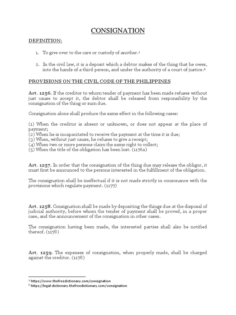 Consignation | PDF | Payments | Private Law
