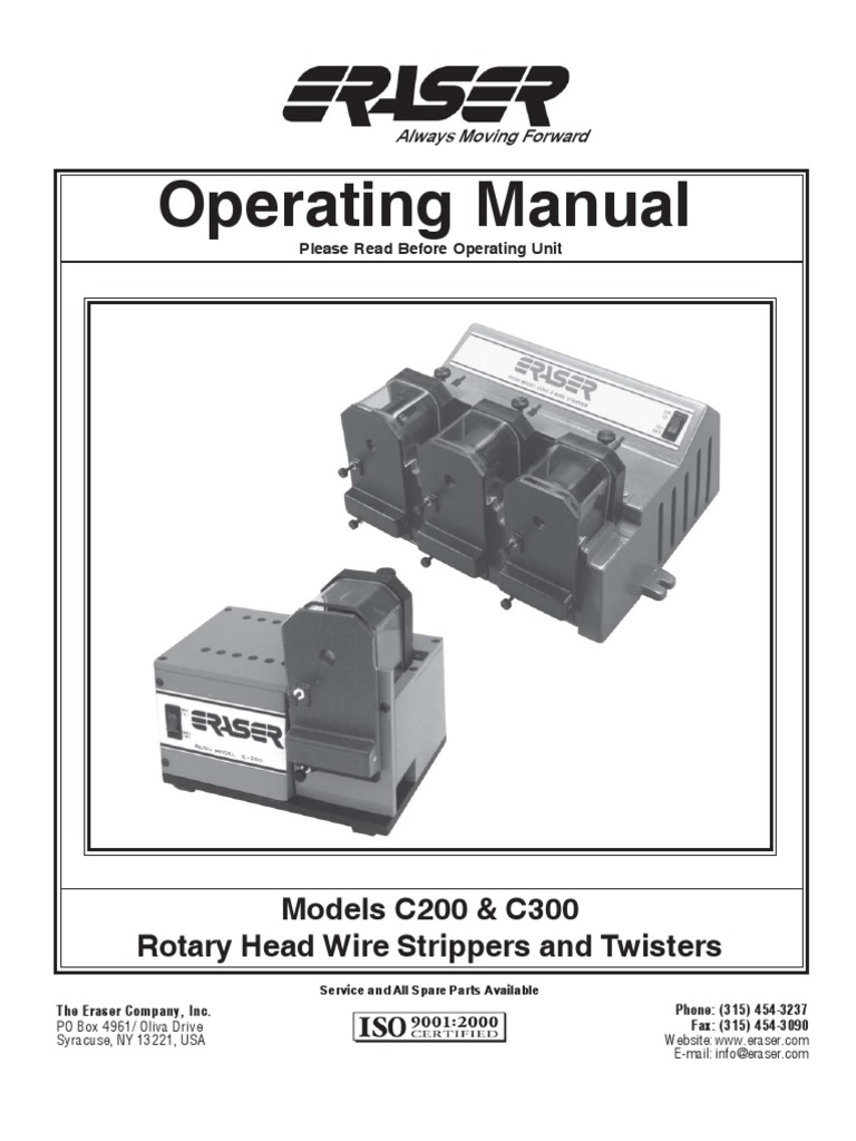 Operating and Maintenance Manual for Eraser Company Rotary Head Wire ...