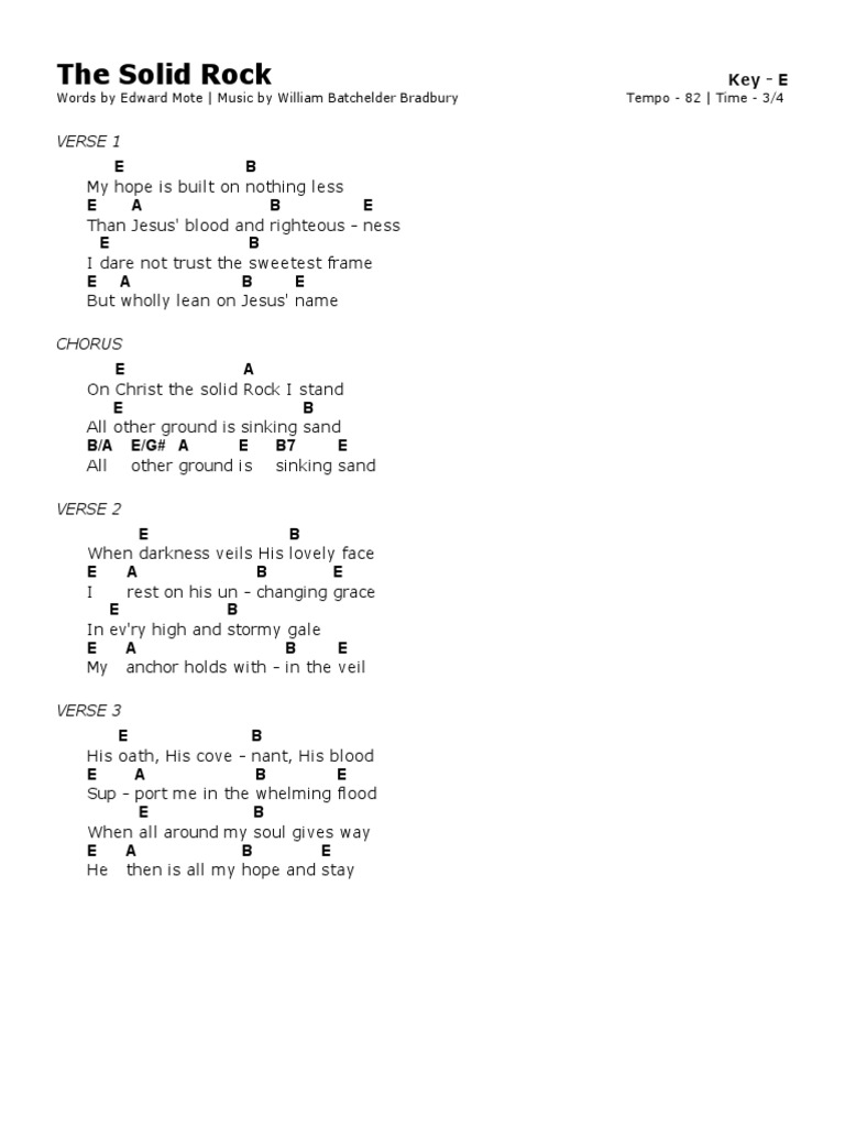 The Solid Rock: Key - E | PDF