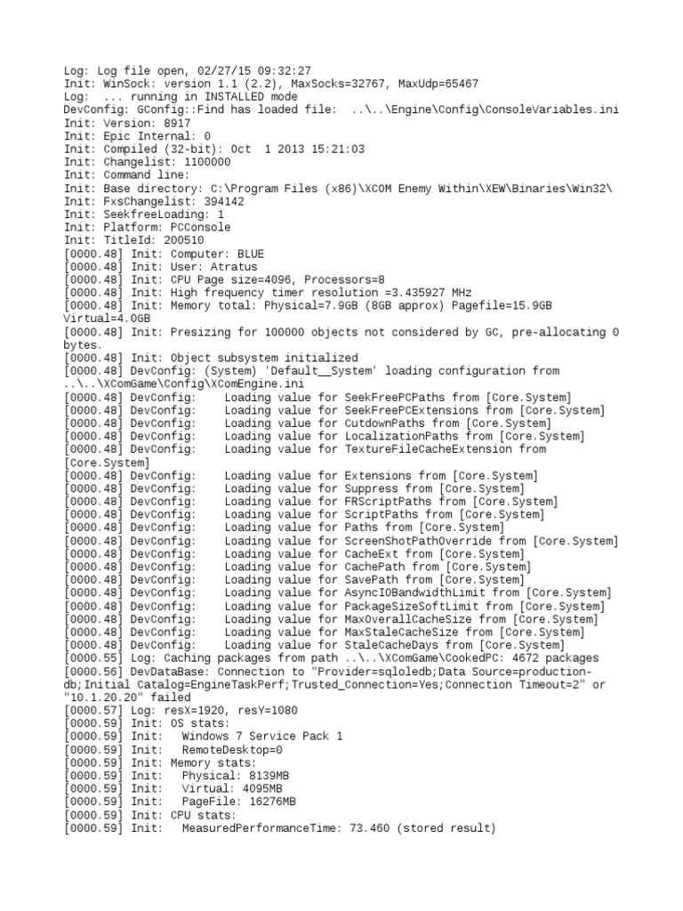 XCOM Enemy Within Log Initialization | PDF | Graphics Processing Unit | Cpu Cache