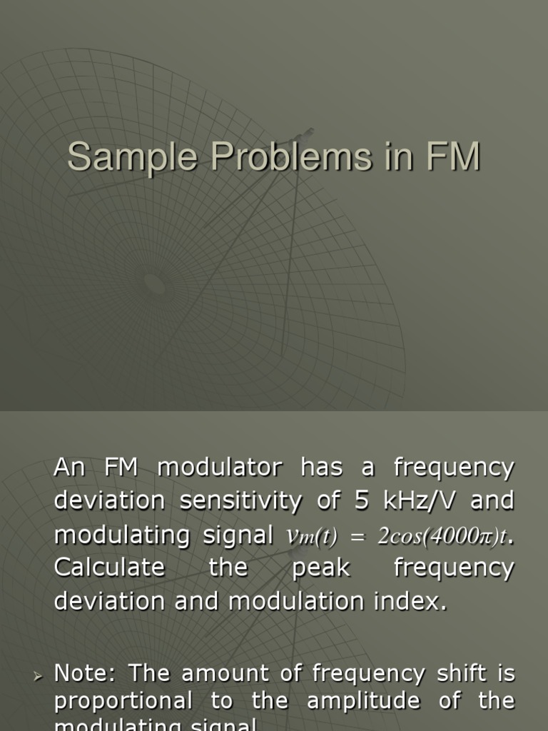 FM Modulation Calculations and Examples | PDF | Frequency Modulation ...