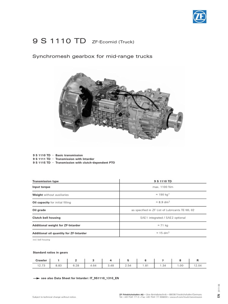 9S1110TD en PDF | PDF | Transmission (Mechanics) | Motor Vehicle