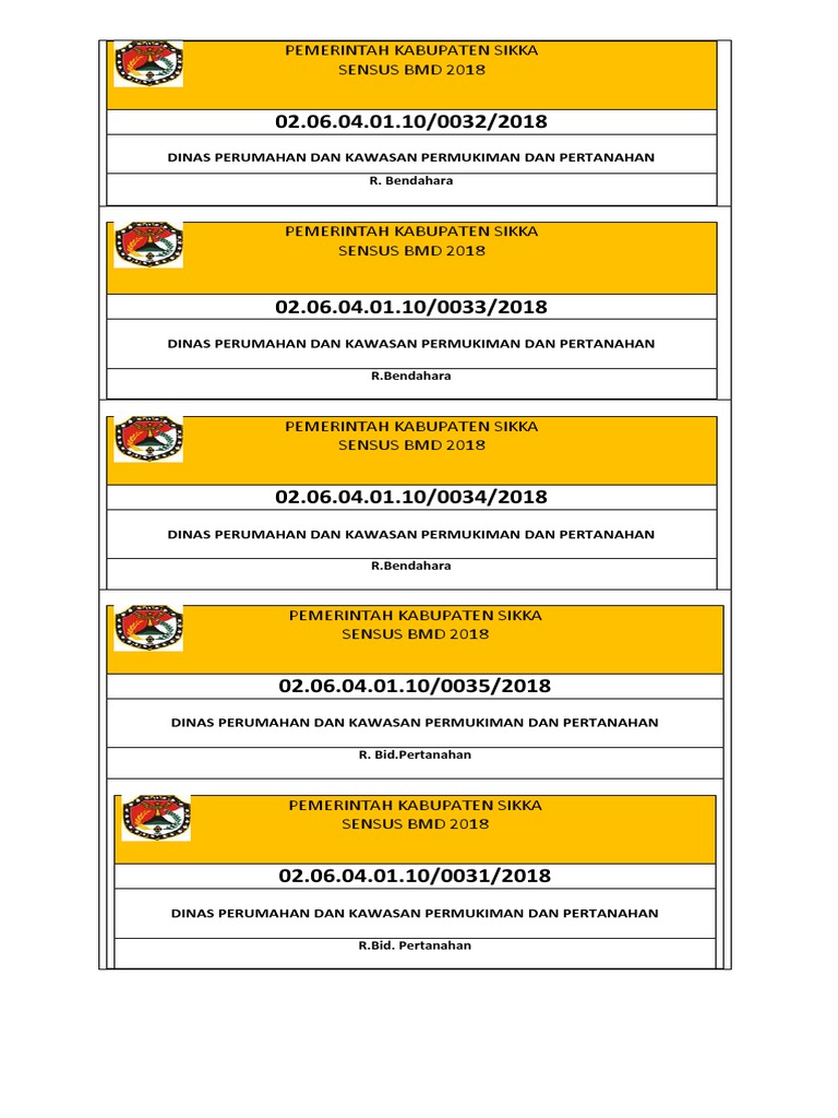 Stiker Barang Meja | PDF