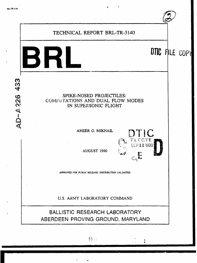 Report Brl-Tr-3140: Ballistic Research Laboratory Aberdeen Proving ...