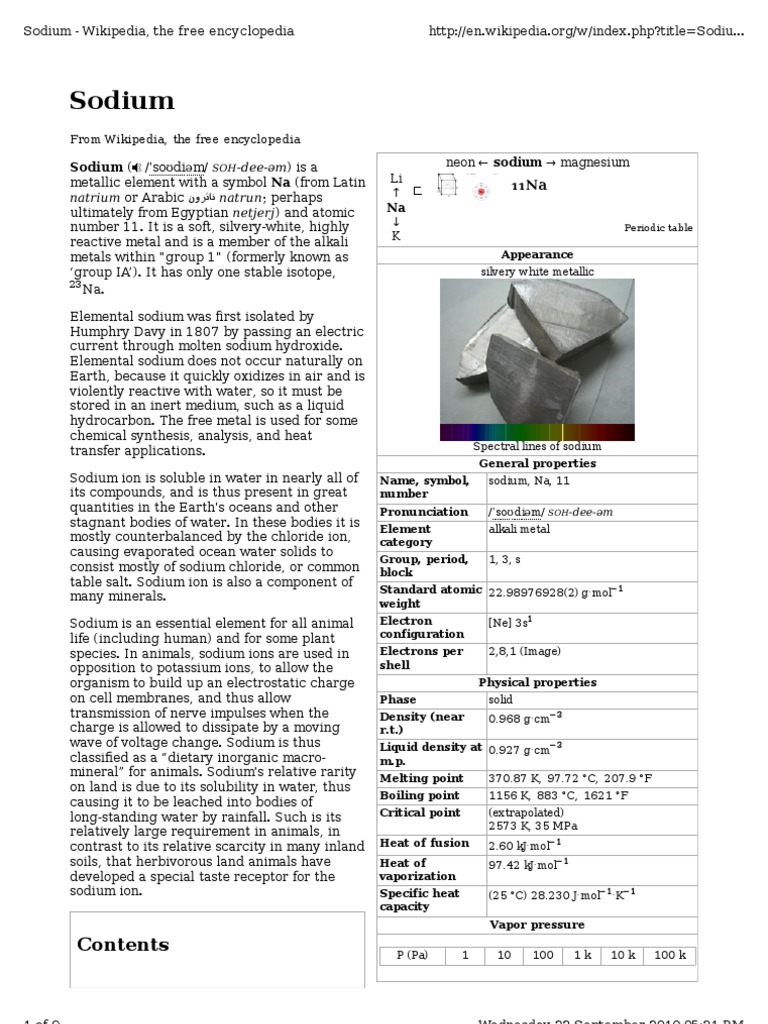 Sodium: Sodium (/ Soʊdiəm | PDF | Sodium | Potassium