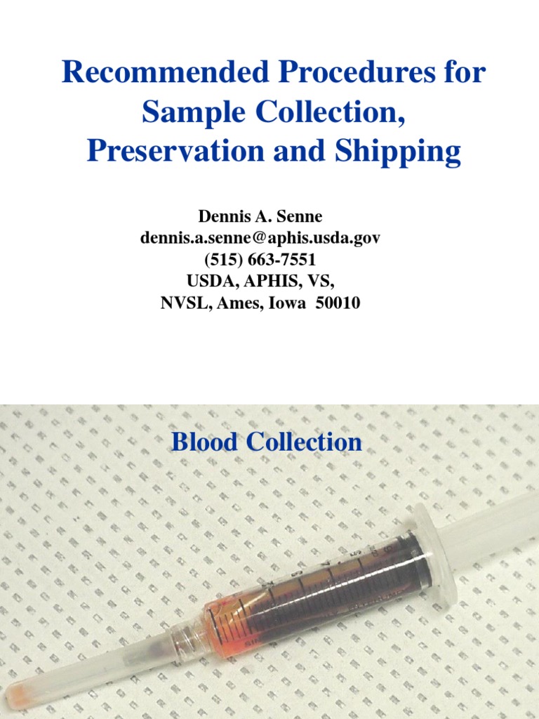 Recommended Procedures For Sample Collection Preservation and Shipping ...